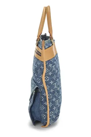 LOUIS VUITTON Monogram Denim Flat Shopper - Blue