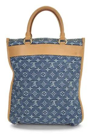 LOUIS VUITTON Monogram Denim Flat Shopper - Blue