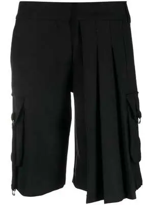 Off-White Pleated Cargo Shorts - Black