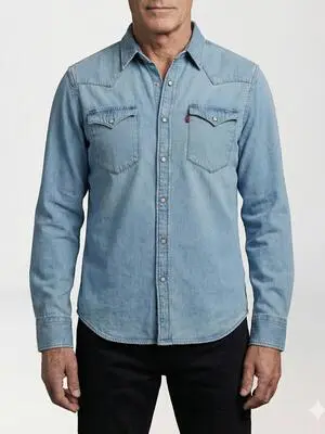 LEVI'S Barstow Long-sleeved Cotton Denim Shirt Blue 1