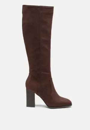 LONDON RAG Zilly Knee High Faux Suede Boots - Brown