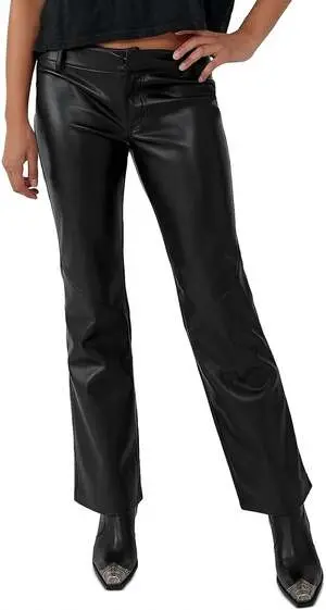 Free People Love Language Low Rise Leather Pants In - Black