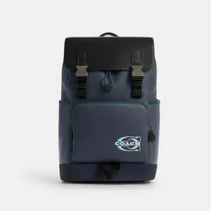 COACH OUTLET Track Backpack In Colorblock With Coach Stamp - Blue