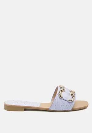 LONDON RAG Madeleine Metal Rings Flat Slides - Blue