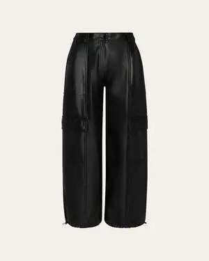 Simkhai Luxe Vegan Leather Cargo Pants - Black
