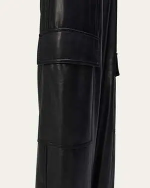 Simkhai Luxe Vegan Leather Cargo Pants - Black