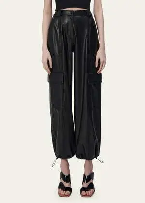 Simkhai Luxe Vegan Leather Cargo Pants - Black
