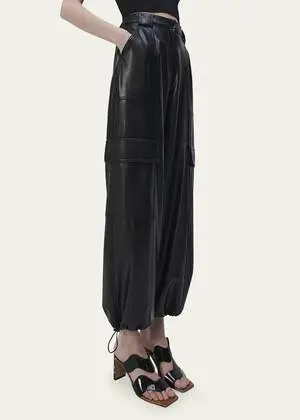 Simkhai Luxe Vegan Leather Cargo Pants - Black