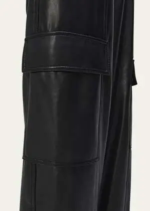 Simkhai Luxe Vegan Leather Cargo Pants - Black