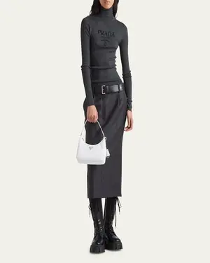 Prada Intarsia Logo Turtleneck Sweater - Antracite