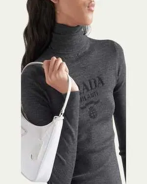 Prada Intarsia Logo Turtleneck Sweater - Antracite