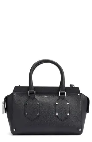 BOSS Small Ivy Leather Shoulder Bag - Blk