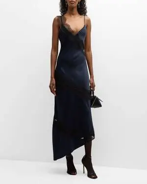A.L.C. Soleil Lace Asymmetric Maxi Dress - Dark Sapph | Editorialist