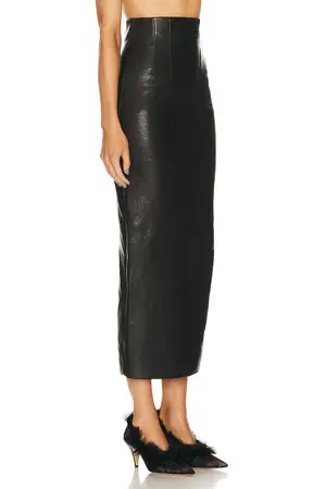 Khaite Loxley Leather Skirt - Black
