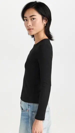 LESET Kelly Slim Fit Long Sleeve Top - Black