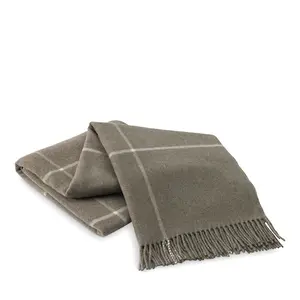 LANDS DOWNUNDER Charm Lambswool Cashmere Throw - Taupe/ecru