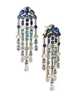 Nadri Rockstar Chandelier Earrings - Blue/gold
