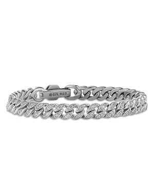 David Yurman Curb Chain Bracelet With Diamonds - Silver