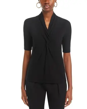 T Tahari Elbow Sleeve Twist Front Top