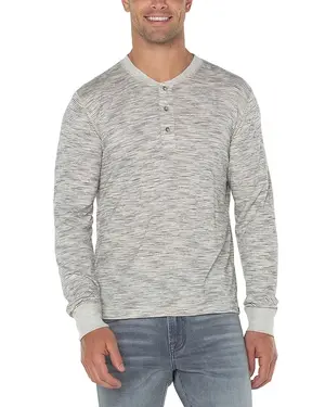 LIVERPOOL Slim Fit Henley - Cream Gray