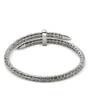 John Hardy Sterling Spear Flex Cuff With Diamonds - Silver