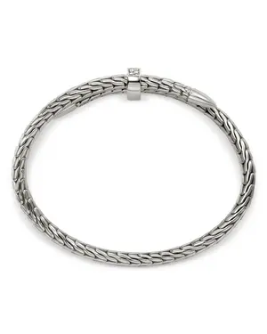 John Hardy Sterling Spear Flex Cuff With Diamonds - Silver