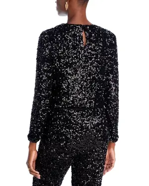 Aqua Sequin Long-sleeve Top Exclusive