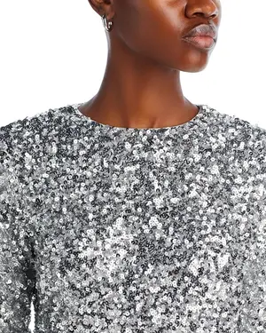Aqua Sequin Long-sleeve Top Exclusive