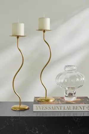 FOURTH STREET Dancing Duo Set Of Two Brass Candlesticks