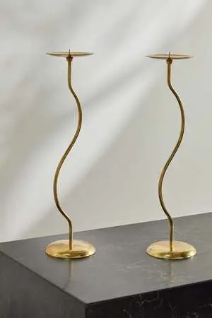 FOURTH STREET Dancing Duo Set Of Two Brass Candlesticks