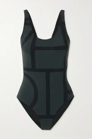 TOTEME Monogram Printed Recycled Swimsuit - Black