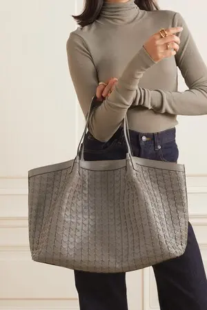 SERAPIAN Secret Large Woven Leather Tote - Brown