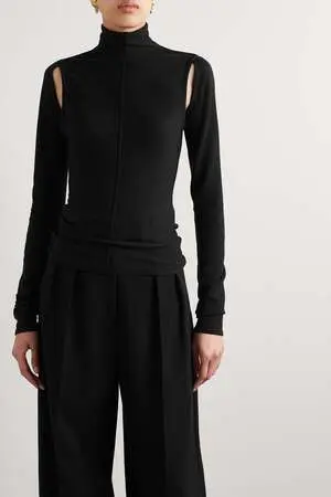Khaite Marlowe Cutout Merino Wool Top - Black