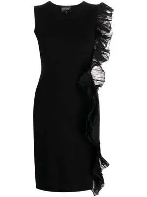 Emporio Armani Ruffle-detail Asymmetric Minidress - Black