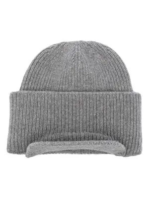 LANEUS Flat-peak Virgin Wool Beanie - Grey