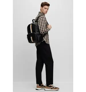 BOSS Ray Stripe Faux Leather Backpack