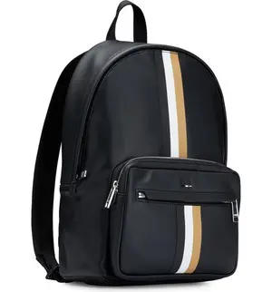 BOSS Ray Stripe Faux Leather Backpack