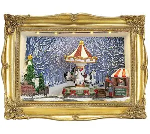 MR. CHRISTMAS Musical Gold Frame Carousel Shado W Box - One-color
