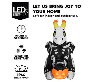 JOIEDOMI 5 Ft Cute Skeleton Dragon Inflatable D Ecoration