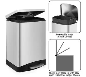 MEGA CASA 10.6 Gal 40 Liter Ss Rectangular Step -on Trash Can