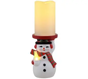 MR. CHRISTMAS Lit Snowman Candle Holder & Flame Less Candle - One-color