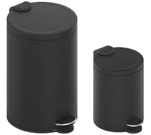 MEGA CASA 2-piece 3.2-gal & 0.8-gal Round Metal Trash Can Set - One-color