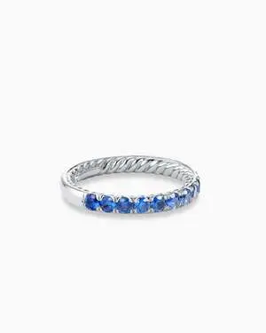 David Yurman Dy Eden Platinum Band Ring - Light Blue Sapphire