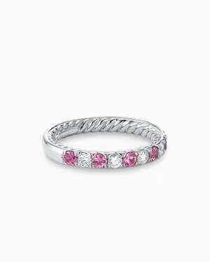 David Yurman Dy Eden Platinum Band Ring - Pink Sapphire/diamond
