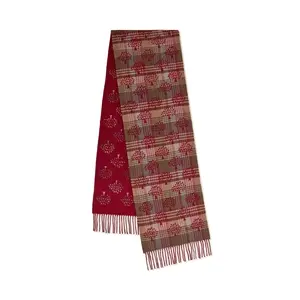 Mulberry Check & Tree Rectangular Scarf Moss