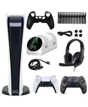 SONY Ps5 Digital Console With Extra Gray Camo Dualsense Controller And Accessories Kit - Open White