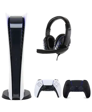 SONY Ps5 Digital Console With Extra Black Dualsense Controller And Universal Headset - Open White