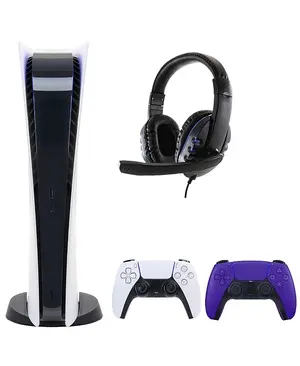 SONY Ps5 Digital Console With Extra Purple Dualsense Controller And Universal Headset - Open White