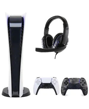 SONY Ps5 Digital Console With Extra Gray Camo Dualsense Controller And Universal Headset - Open White