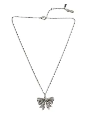 Kurt Geiger Pave Bow Pendant Necklace - Silver